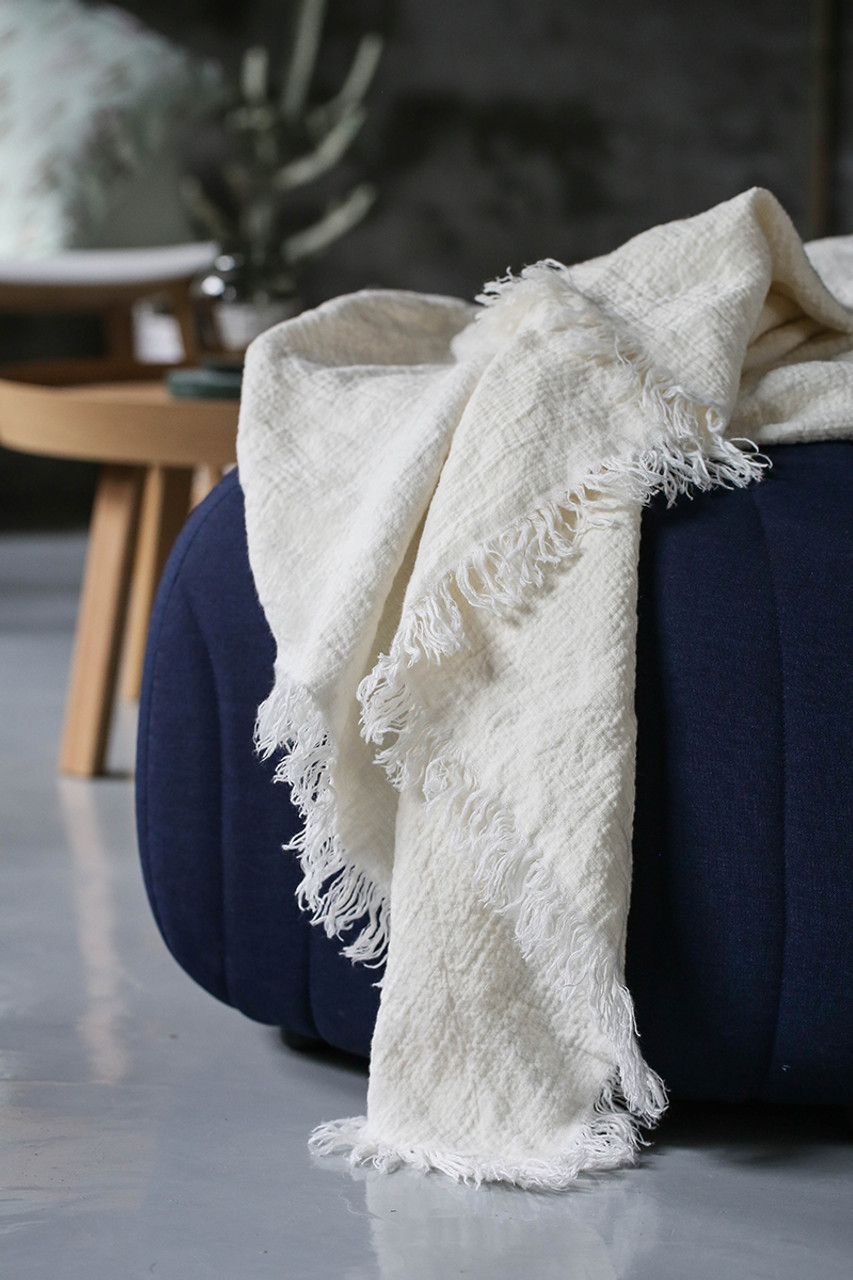 Soft White Linen Double Weave Blanket | Handmade by Superior Custom Linens Soft White Linen Double Weave Blanket | Handmade by Superior Custom Linens