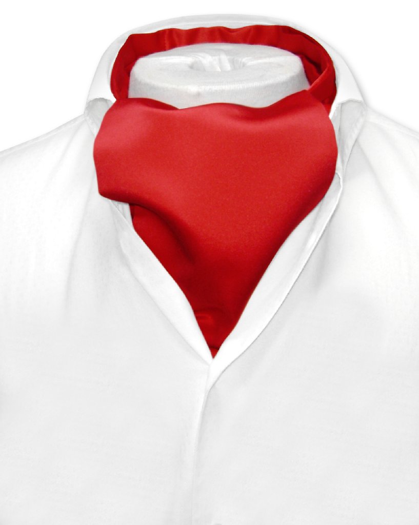 Red Cravat Tie | Vesuvio Napoli Mens Solid Color Ascot Cravat Tie