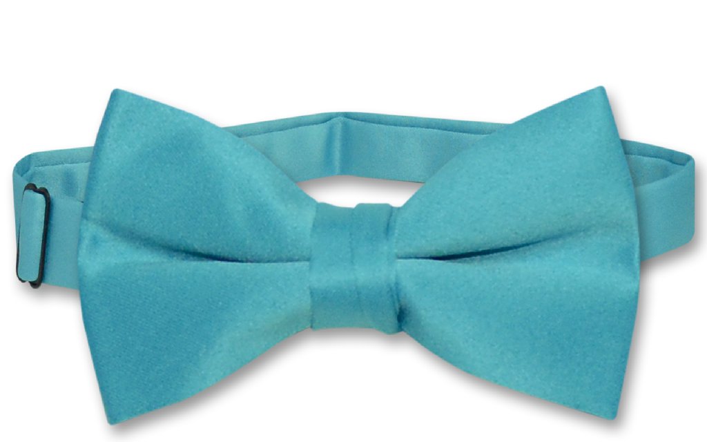 Vesuvio Napoli Boys BowTie Solid Turquoise Blue Color Youth Bow Tie