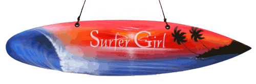 Surfer Girl Surfboard Sign - California Seashell Company Retail