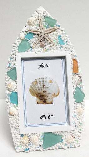 Sea Glass Boat Picture Frame - Surf & Cottage Decor - Vacation Memories