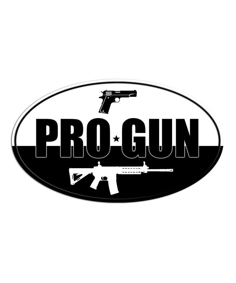 Pro Gun Oval Black and White Sticker - Aftershock Decals