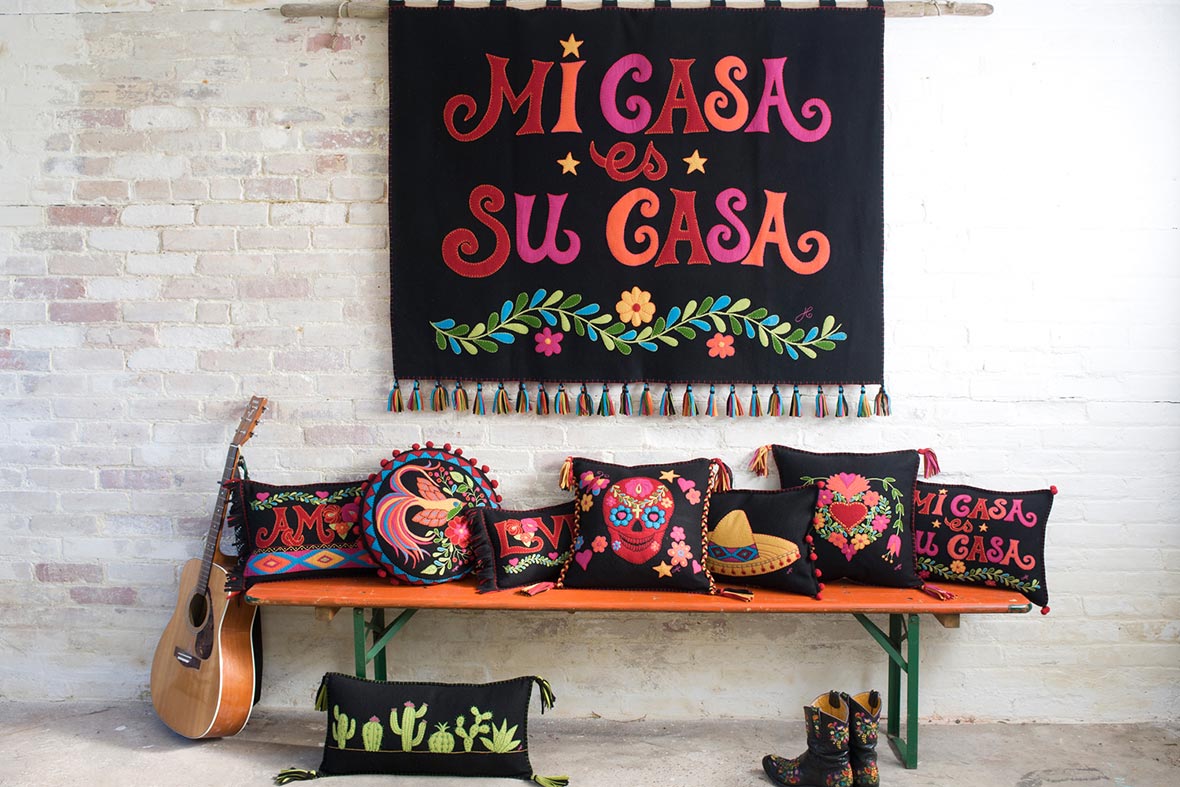 Jan Constantine | Hand Embroidered Textiles | Hand embroidered Cushions ...