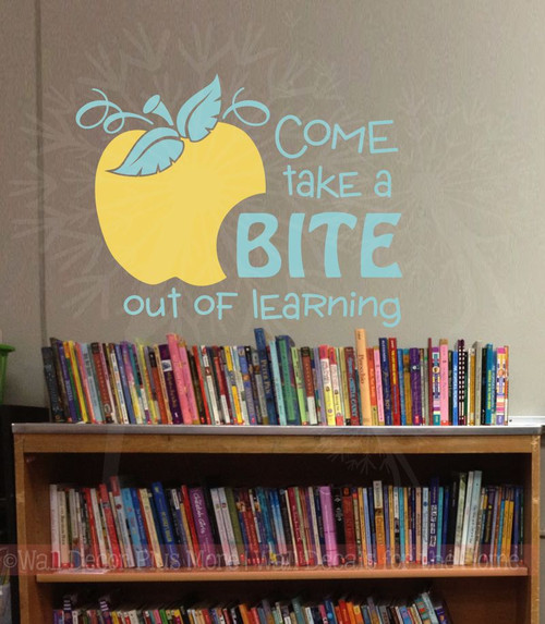 Take A Bite out of Learning with Apple Wall Vinyl Decals Sticker ...