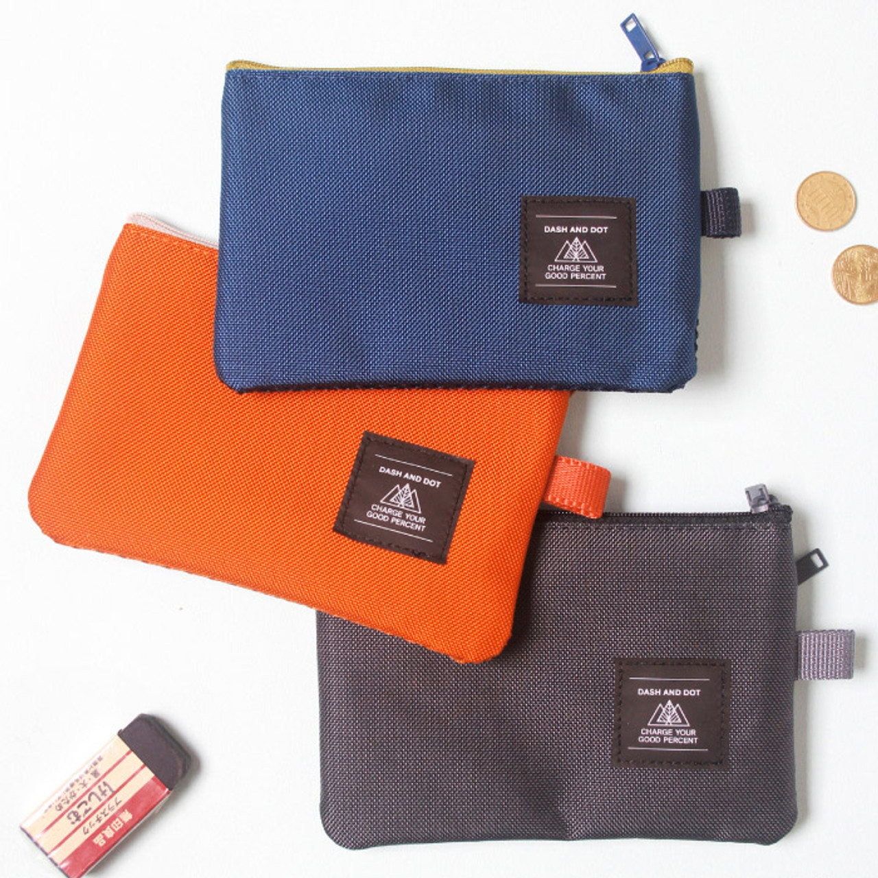 Dash And Dot Double Pocket Mesh Zipper Pouch Small Fallindesign
