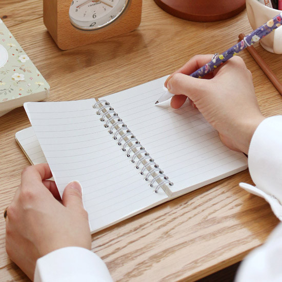 Indigo Willow story wirebound pattern small notebook - fallindesign