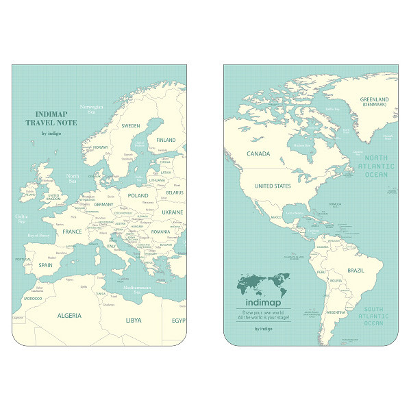 Indigo World map pattern wirebound lined notepad - fallindesign