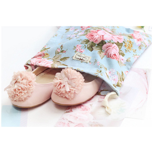 With Alice Vintage flower pattern cotton drawstring pouch - fallindesign