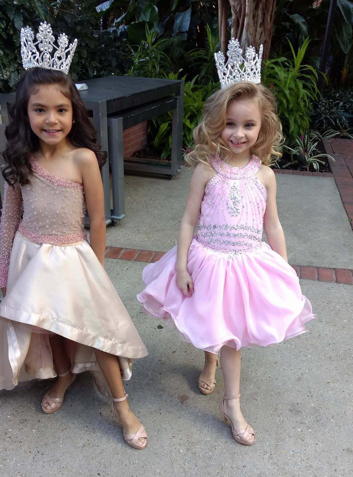 Tweens 2.5" Heels Multi-tone Nude Ankle Strap Platform Sandals