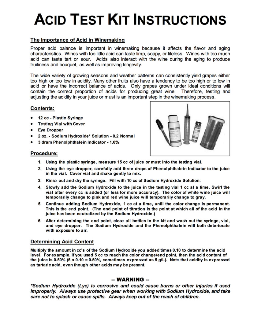 Total Acid Home Test Kit, test Kombucha alcohol