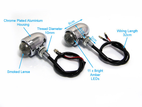 Custom Motorcycle Turn Signals - LED Indicators with Smoked Lense