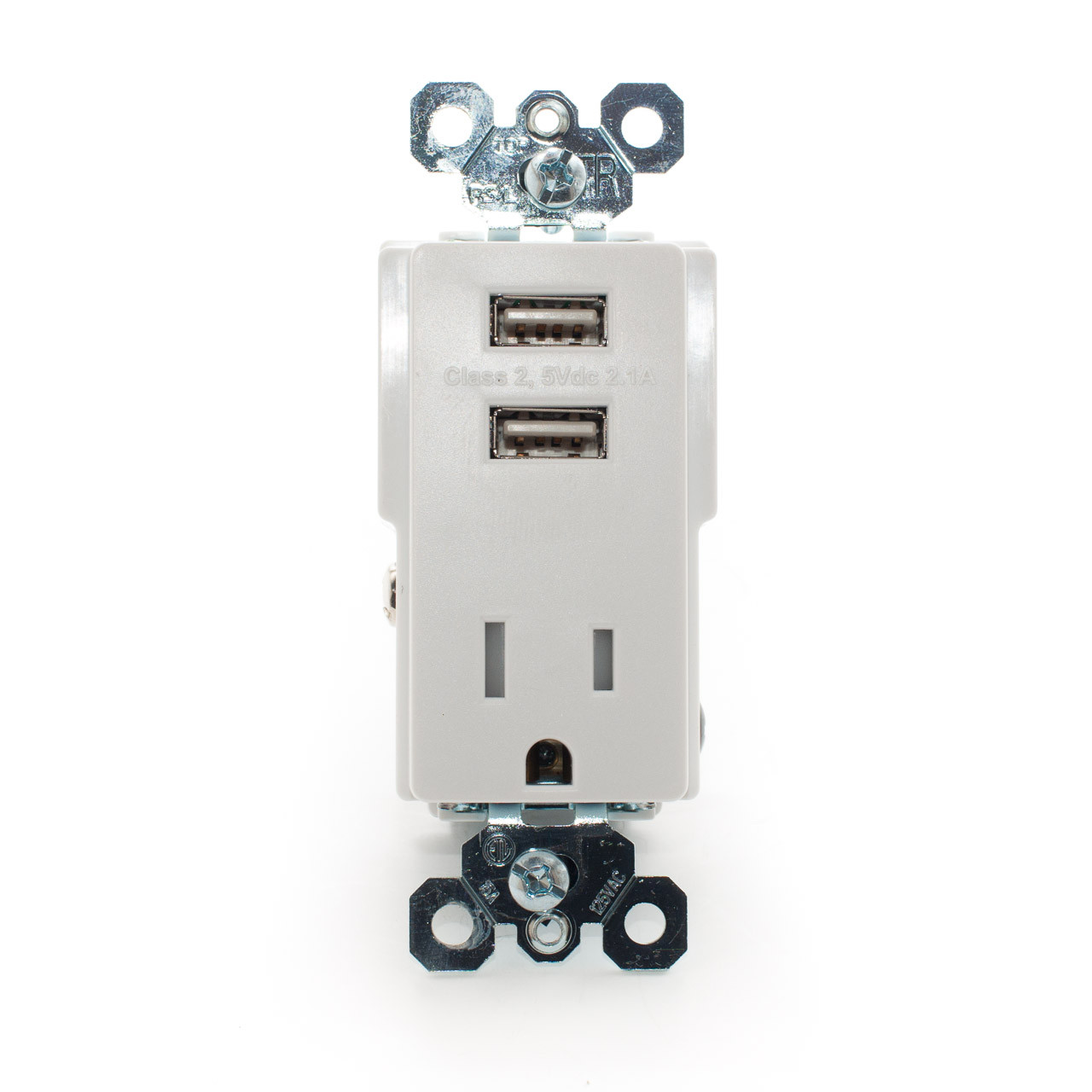 Decorator USB/Receptacle 15A 125V, Tamper Resistant, White - TremTech ...