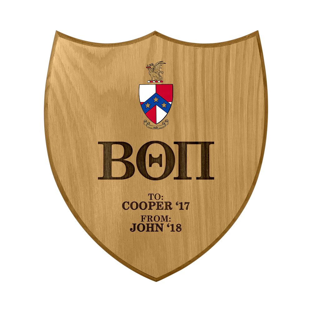 Beta Theta Pi Engraved Shield Plaque