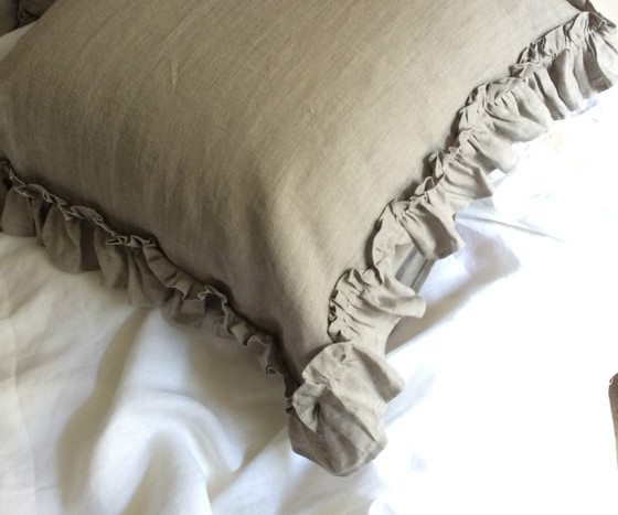 Vintage Ruffle Euro Sham Covers, White, Grey, Cream, Pink, Blue, Stripe ...