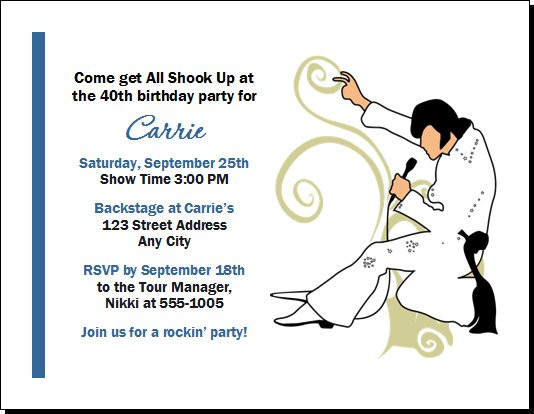 Elvis Inspired Birthday Party Invitation