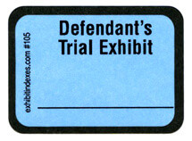 Defendant's Trial Exhibit Labels Blue #105 - ExhibitIndexes.com