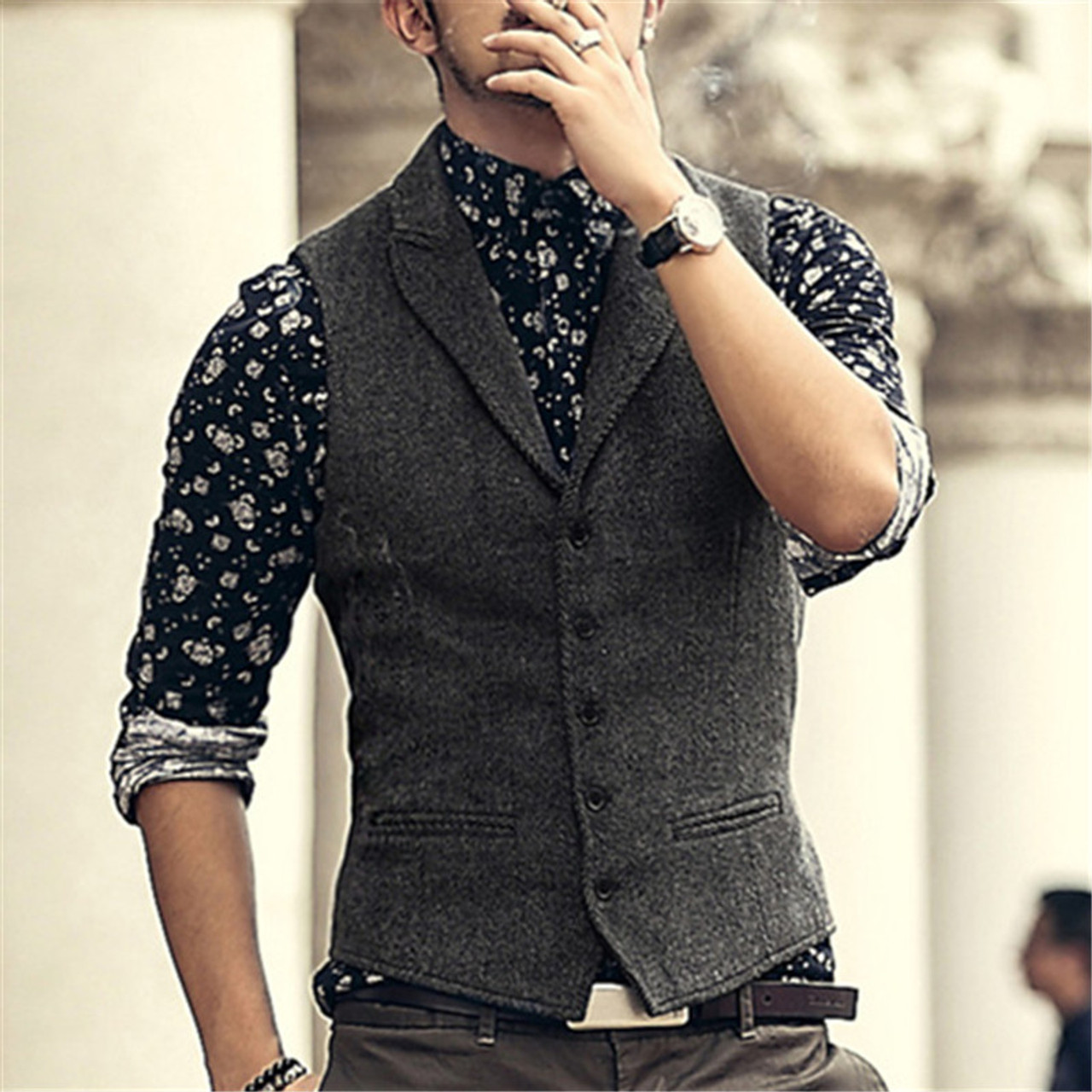 Mens Brand Sleeveless Jacket Waistcoat Men Suit Vest Fashion Male
