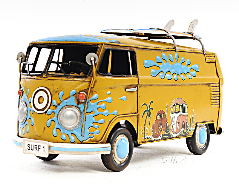1967 Volkswagen VW Bus Tin Metal Car Model 12" with Surf Boards ...