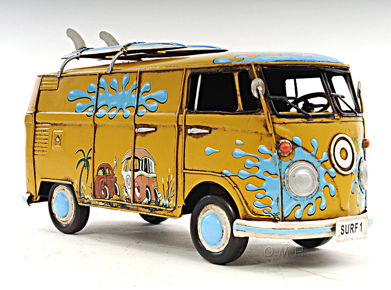 1967 Volkswagen VW Bus Tin Metal Car Model 12" with Surf Boards ...