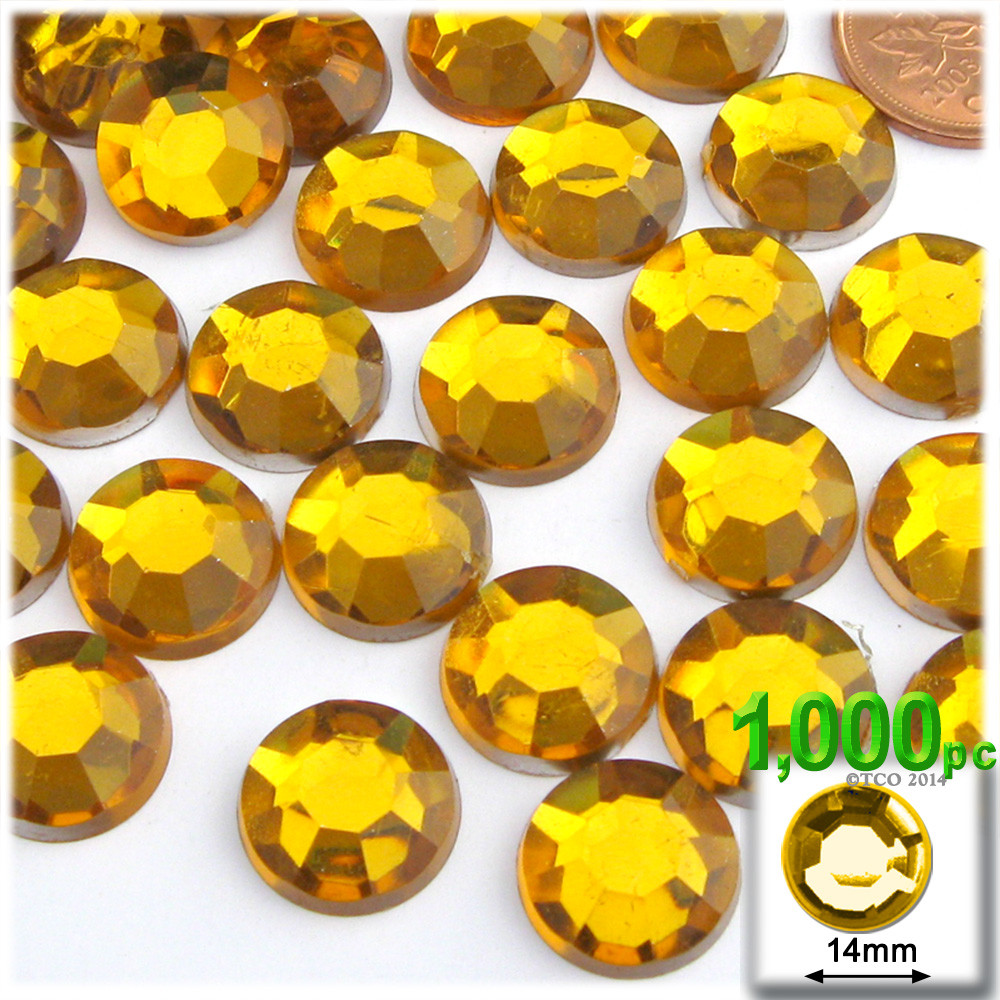 Rhinestones| Flatback| Round| 14mm| 1000-pc| Golden Yellow| The Crafts ...