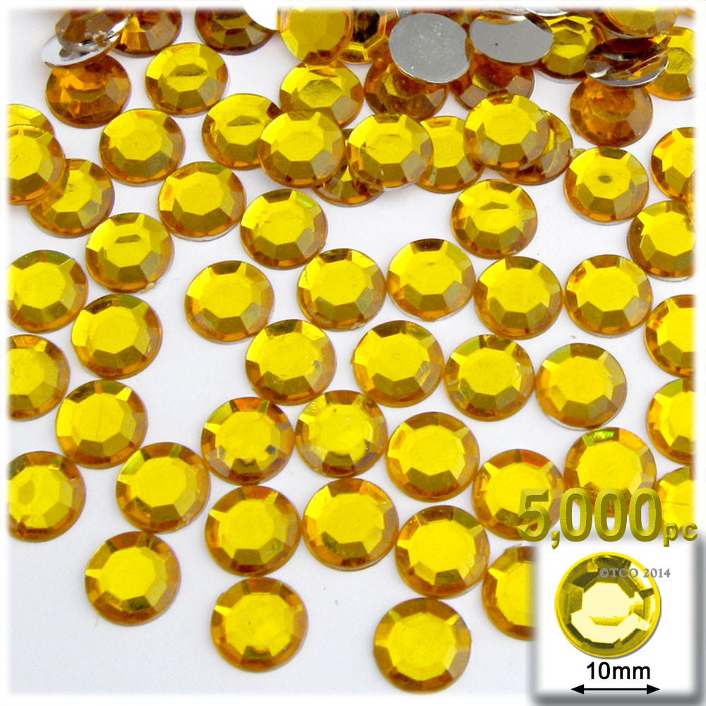 Rhinestones | Flatback | Round | 10mm | 5,000-pc | Golden Yellow ...