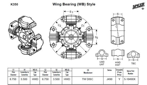 68034436AB Dodge Magna Steyr Front Axle Shaft U-Joint Dodge Ram 4500 ...