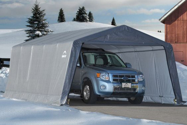 12x20x8 Peak Style Garage in a Box Grey - Shelters of New England