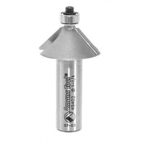 Amana Chamfer Bit, 2 Flute, 45 Deg, 1-1/4" Dia, 1/2" Shank, 2-3/8 ...