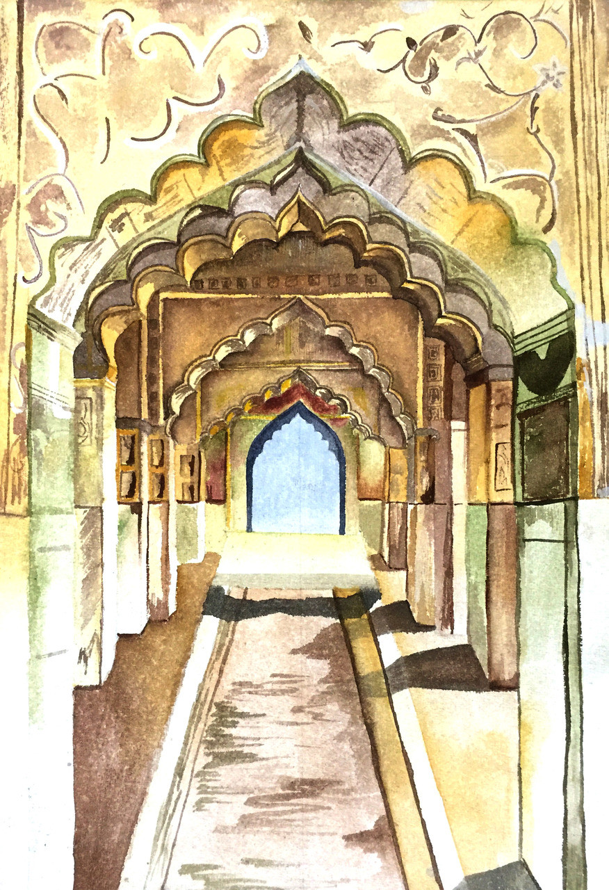 Buy the arches of red fort Handmade Painting by Neha Mantry. Code:ART ...
