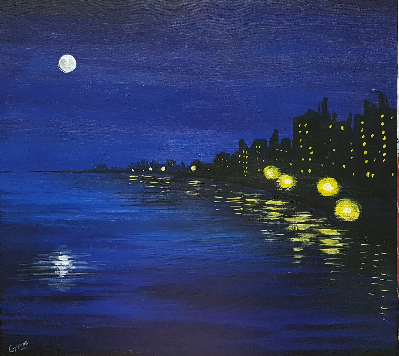 Buy night scape Handmade Painting by Gargi Sen. Code:ART_4018_25121 ...
