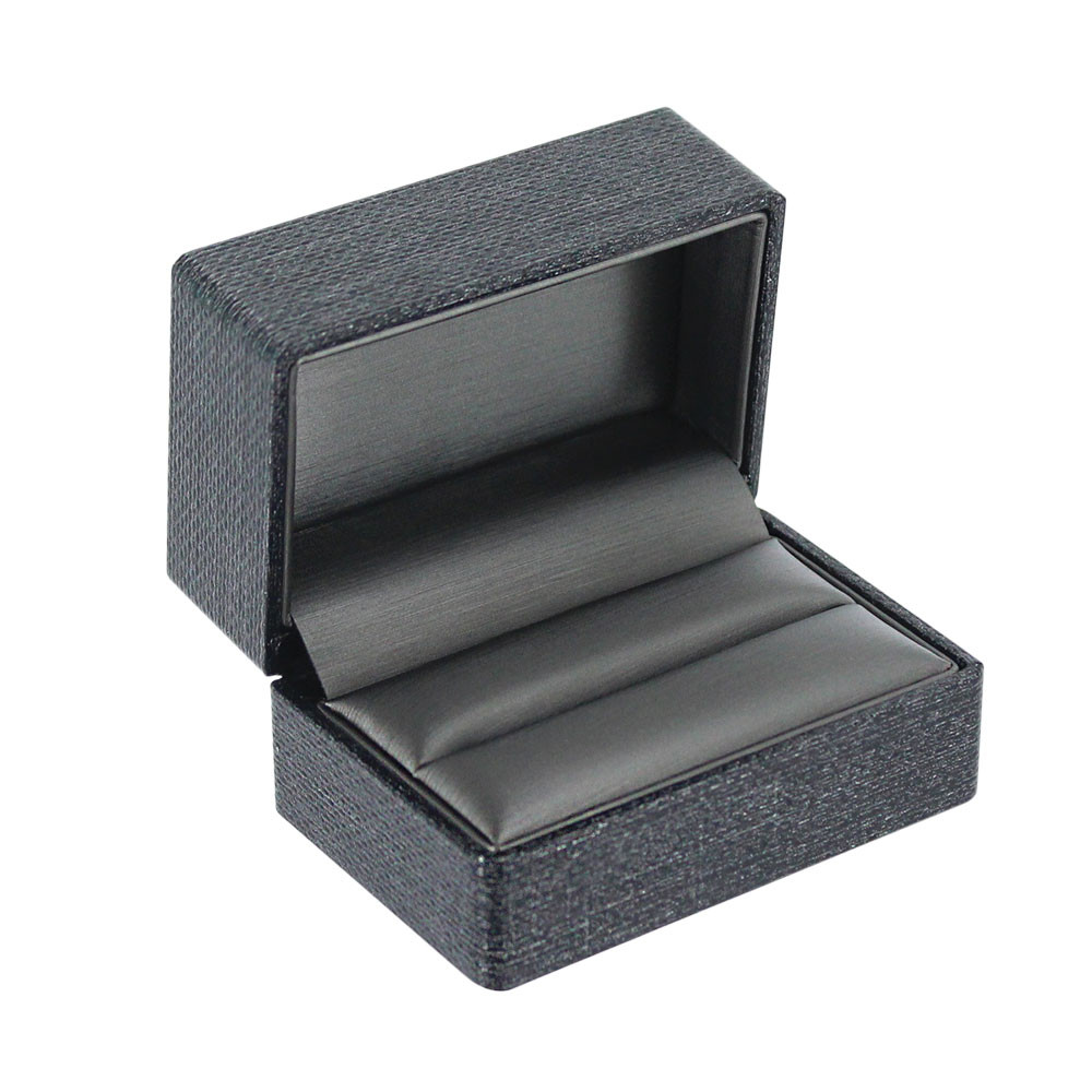 Premium Ribbon Double Ring Box-grey 2 7/8" x 2" x 1 5/8"H - Eds Box ...