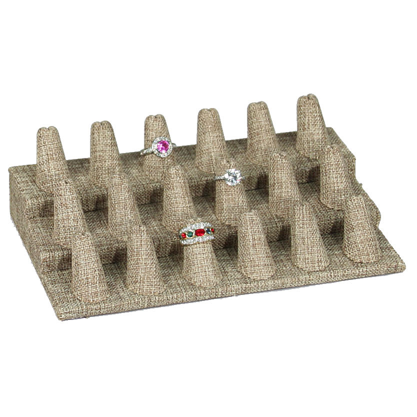 18-Finger Burlap Ring Display,, 8 1/4" x 4 3/4" x 2 1/2"H - Eds Box ...