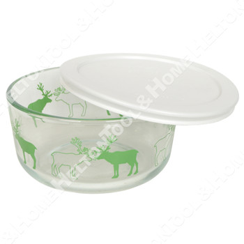 Pyrex Chrsitmas 4 Cup Reindeer Bowl w/ 7201-PC Red Lid